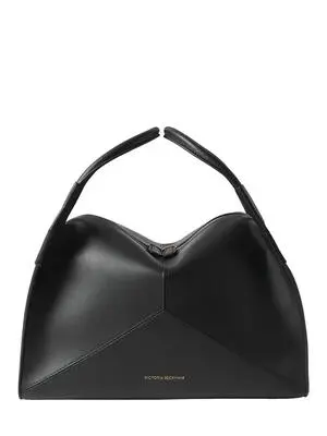 Victoria Beckham Plié Paneled Leather Tote - Black