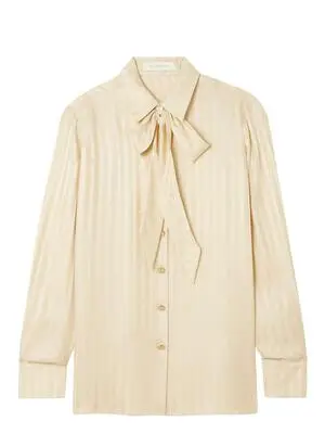 Zimmermann Luna Pussy-bow Silk-jacquard Shirt - Cream