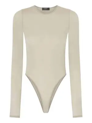 Wardrobe.NYC Stretch-Jersey Bodysuit Beige