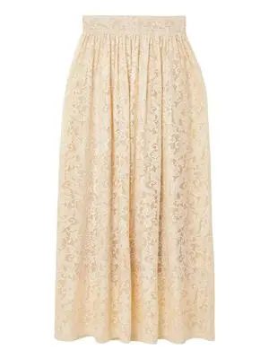 Zimmermann Lace Pleated Midi Skirt - Cream