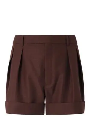 Saint Laurent Straight-leg Wool-blend Shorts - Brown