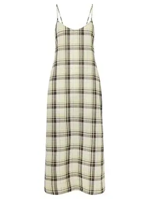 Proenza Schouler White Label Proenza Schouler White Label Evelyn Tie-Back Checked Crinkled-Voile Maxi Dress Green