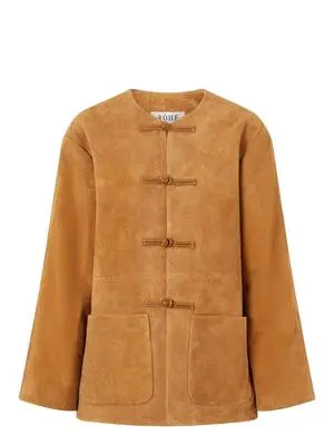 RÓHE Mandarin Paneled Suede Jacket Light Brown