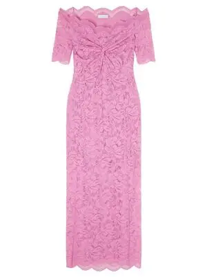 Rabanne Off-the-shoulder Scalloped Lace Midi Dress - Pink