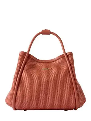 Max Mara Leather-trimmed Faux Raffia Tote - Red