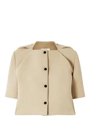 Khaite Franc Cropped Crepe Jacket - Neutrals