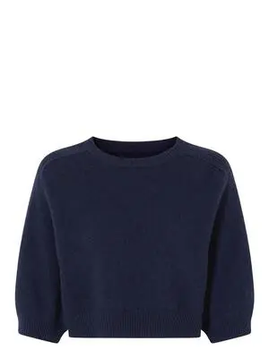 Khaite Lorelai Cropped Wool And Cashmere-blend Sweater - Blue