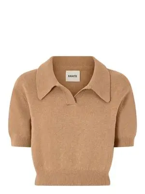 Khaite Leni Cropped Wool And Cashmere-blend Sweater - Camel