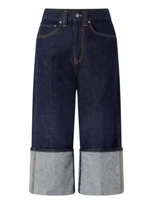 Khaite Boyle Cropped Low-Rise Jeans Blue