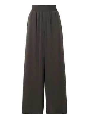 JOSEPH Nour Crepe Wide-Leg Pants Dark Brown