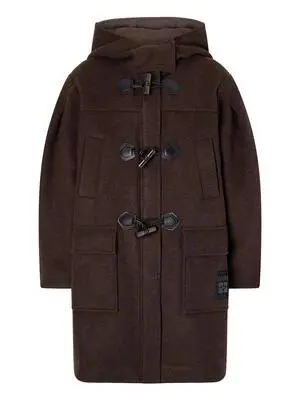 GANNI Hooded Wool-blend Duffle Coat - Brown
