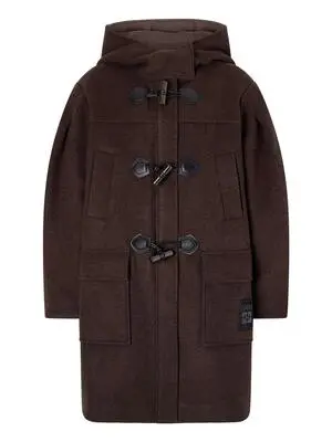GANNI Hooded Wool-blend Coat - Dark Brown