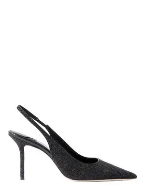 JIMMY CHOO Love 85 Glittered Slingback Pumps - Black