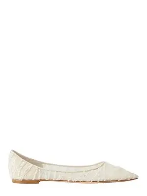 JIMMY CHOO Love Embellished Mesh Ballet Flats - Ivory