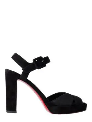 CHRISTIAN LOUBOUTIN Cora 100 Suede Platform Sandals - Black