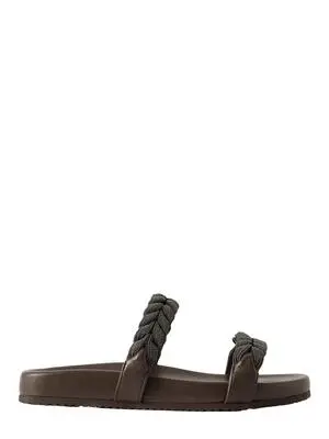Brunello Cucinelli Bead-embellished Leather Sandals - Brown