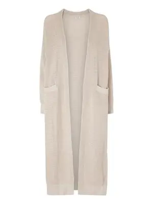 Brunello Cucinelli Metallic Open-knit Cotton-blend Cardigan - Cream