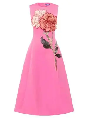 LEO LIN Cleo Flower-appliqué Midi Dress - Pink
