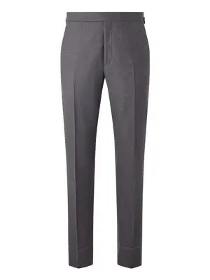 Ralph Lauren Purple Label Gregory Straight-leg Wool-flannel Trousers - Gray