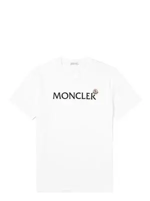 Moncler Logo-flocked Appliquéd Cotton-jersey T-shirt - White