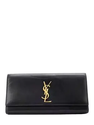 Saint Laurent Classic Monogram Leather Long Clutch Bag - Black