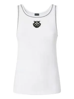 Pinko Embroidered-crest Sleeveless Tank Top - White