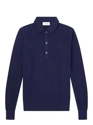 LARDINI Lardini - Ribbed Cotton Polo Shirt - Men - Blue - M Navy