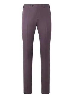 Canali Straight-leg Linen And Silk-blend Suit Trousers - Purple