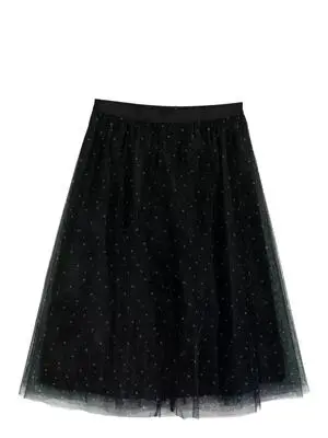 JNBY Polka Dot Tulle Overlay Skirt - Black