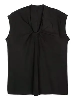 LESS Bowknot Pleated Sleeve T-Shirt Black
