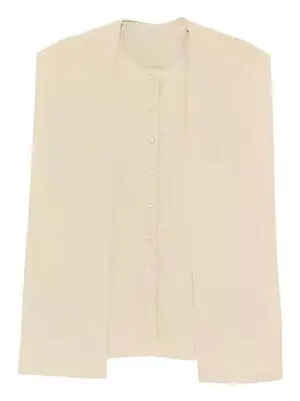 LESS Cotton Button Blouse - Neutrals