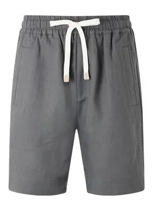 Eleventy Straight-leg Linen Shorts - Gray