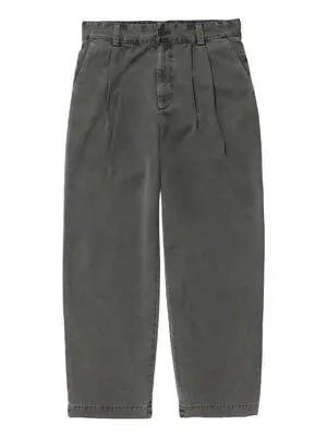 AGOLDE Tapered Pleated Cotton-twill Trousers - Gray