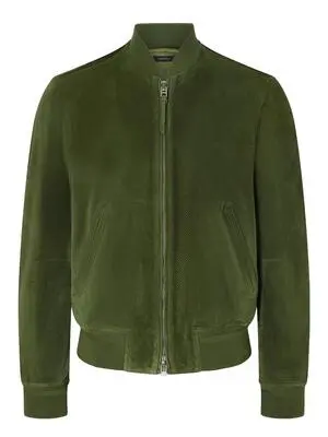 TOM FORD Perforated Suede Bomber Jacket - Green