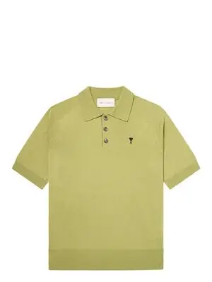 Ami Logo-embroidered Cotton Polo Shirt - Green