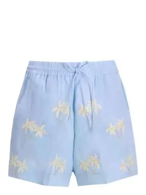 BENARAS BY CITRUS Palm Tree-pattern Shorts - Blue