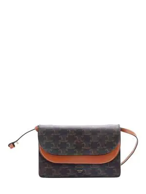 CELINE Wallet On Strap Triomphe Coated Canvas Crossbody Bag
