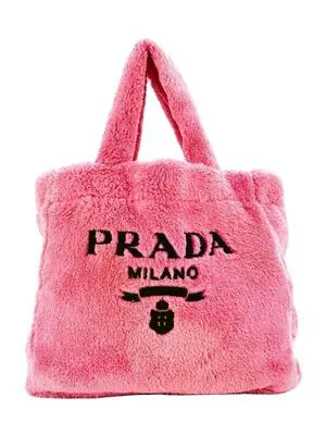 Prada Logo Terry Cloth Tote Bag - Black