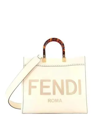 Fendi Sunshine Shopper Leather Medium Tote Bag - Neutrals