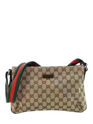 Gucci Web Strap Messenger Bag Gg Canvas Small - Brown
