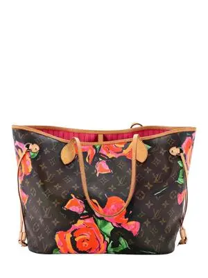LOUIS VUITTON Neverfull Limited Edition Monogram Roses Mm Tote Bag - Brown