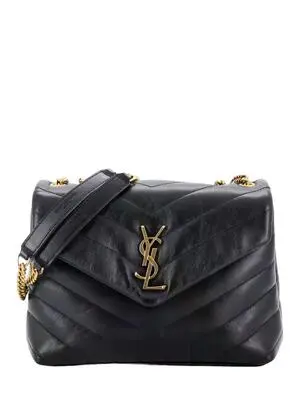 Saint Laurent Loulou Matelasse Chevron Leather Small Shoulder Bag - Black