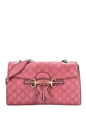 Gucci Emily Chain Flap Bag Sima Leather Medium - Pink