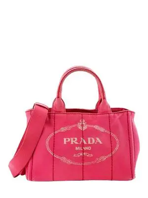 Prada Canapa Convertible Canvas Mini Tote Bag - Pink