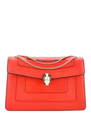 BVLGARI Serpenti Forever Leather Shoulder Bag - Red