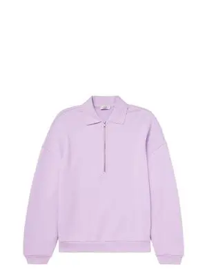AGOLDE Pace Half-zip Cotton-jersey Sweatshirt - Pink