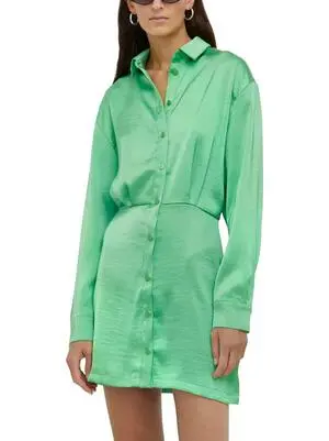 SAMSOE SAMSOE Buttoned Collared Mini Dress - Green