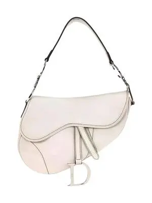Dior 2005 Saddle Leather Shoulder Bag - White