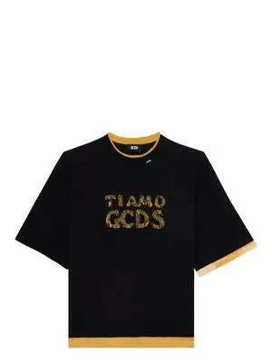 Gcds Short-sleeve Logo-lettering T-shirt - Black