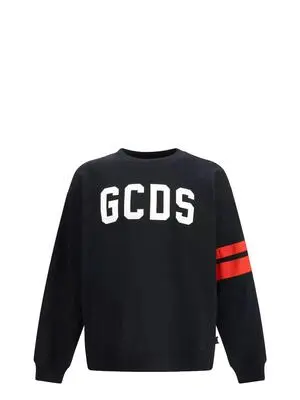 Gcds Logo Print Crew Neck Sweatshirt - Black